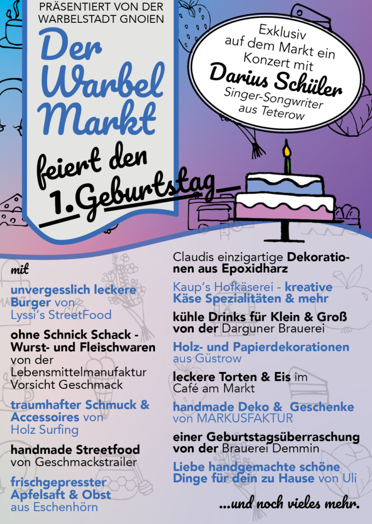 Der Warbel Markt feiert seinen 1. Geburtstag – Warbelstadt Gnoien
